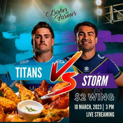 NRL Live Streaming: Titans x Storm - Baker and Farmer